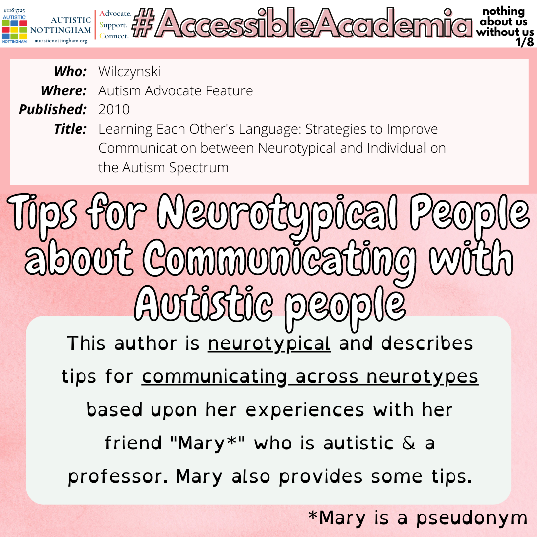 Cross Neurotype Communication – Autistic Nottingham